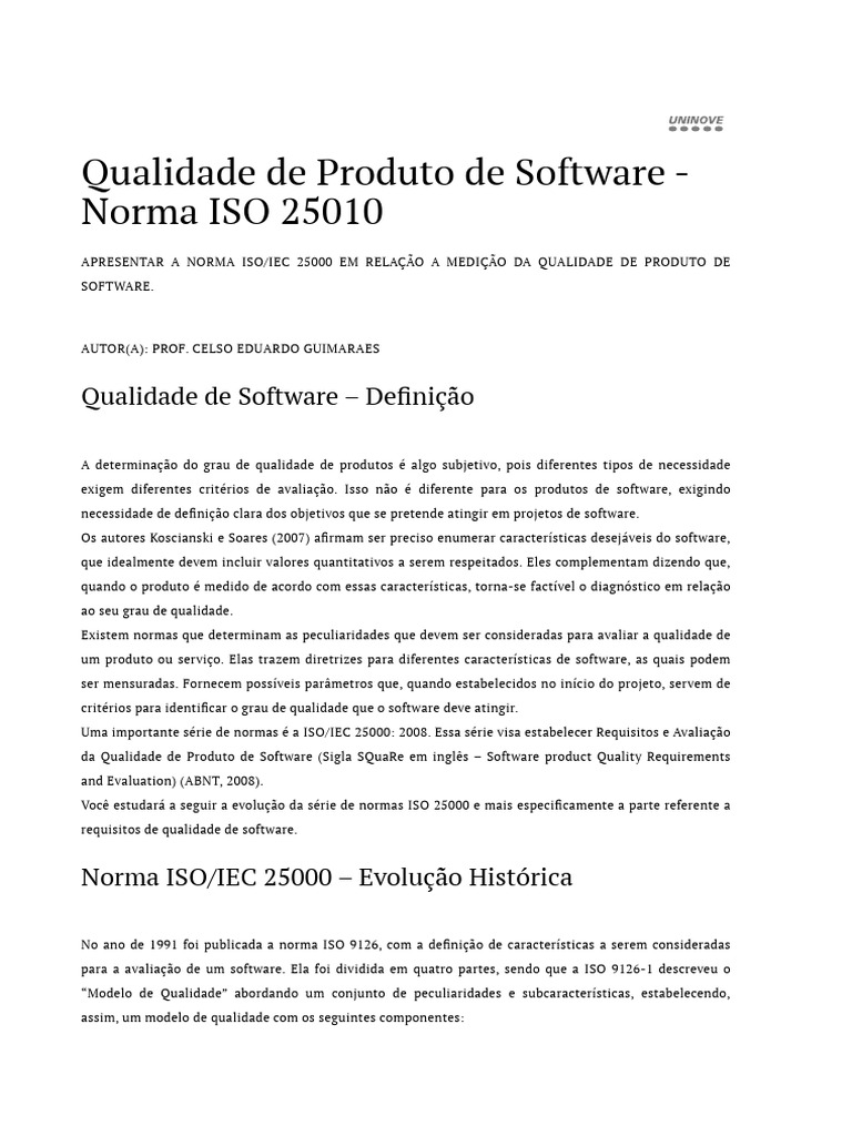 Qualidade de Software | PDF | Qualidade de Software | Qualidade (negócios)