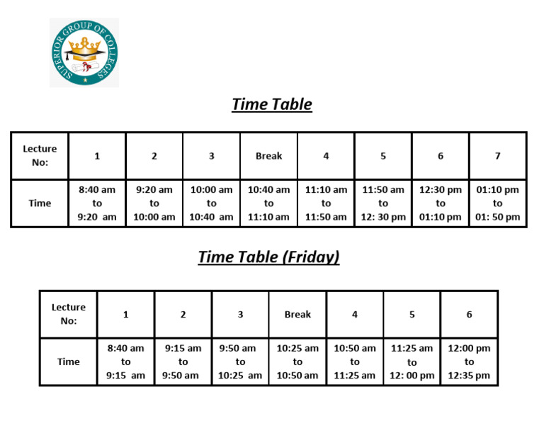 Time Table | PDF