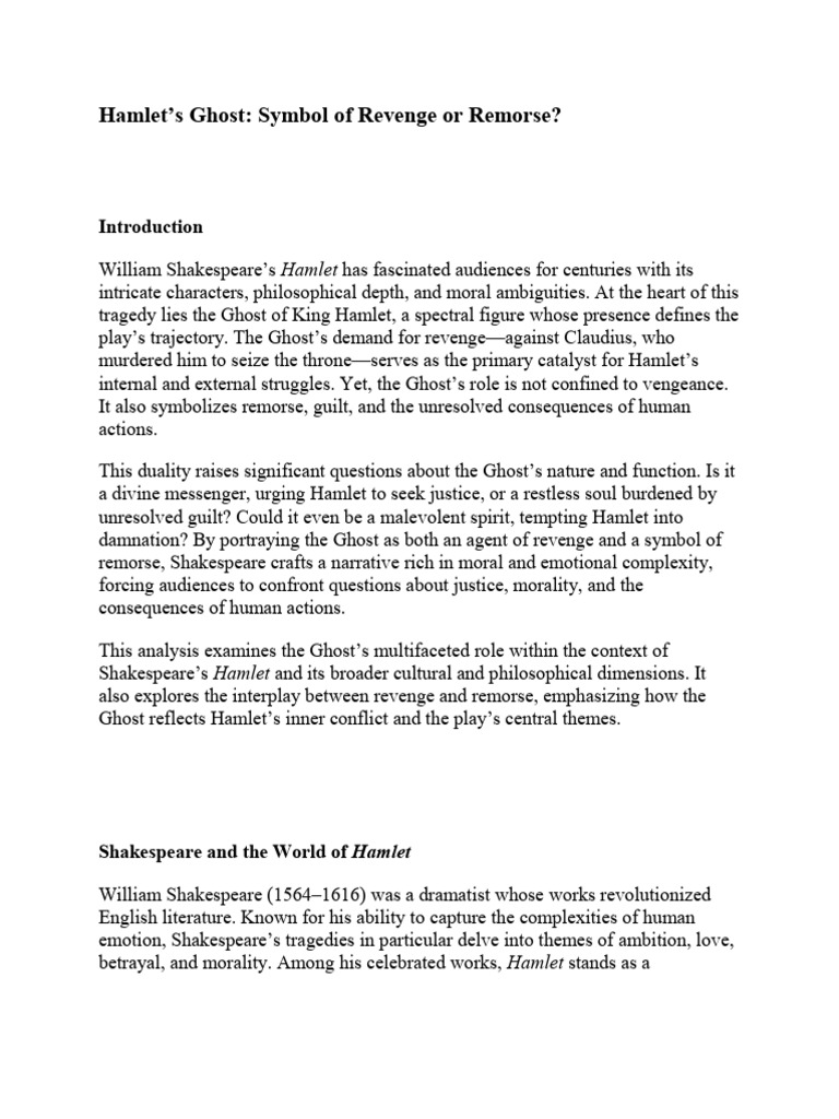 Tanzir Assignment | PDF | Hamlet | Ghosts
