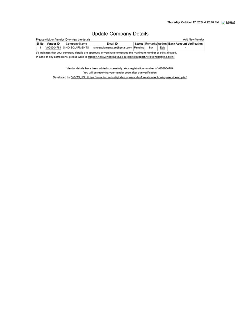 Vendor Information Portal | PDF