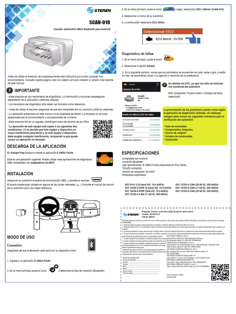 Escáner Automotriz Steren SCAN-010 | PDF | Informática