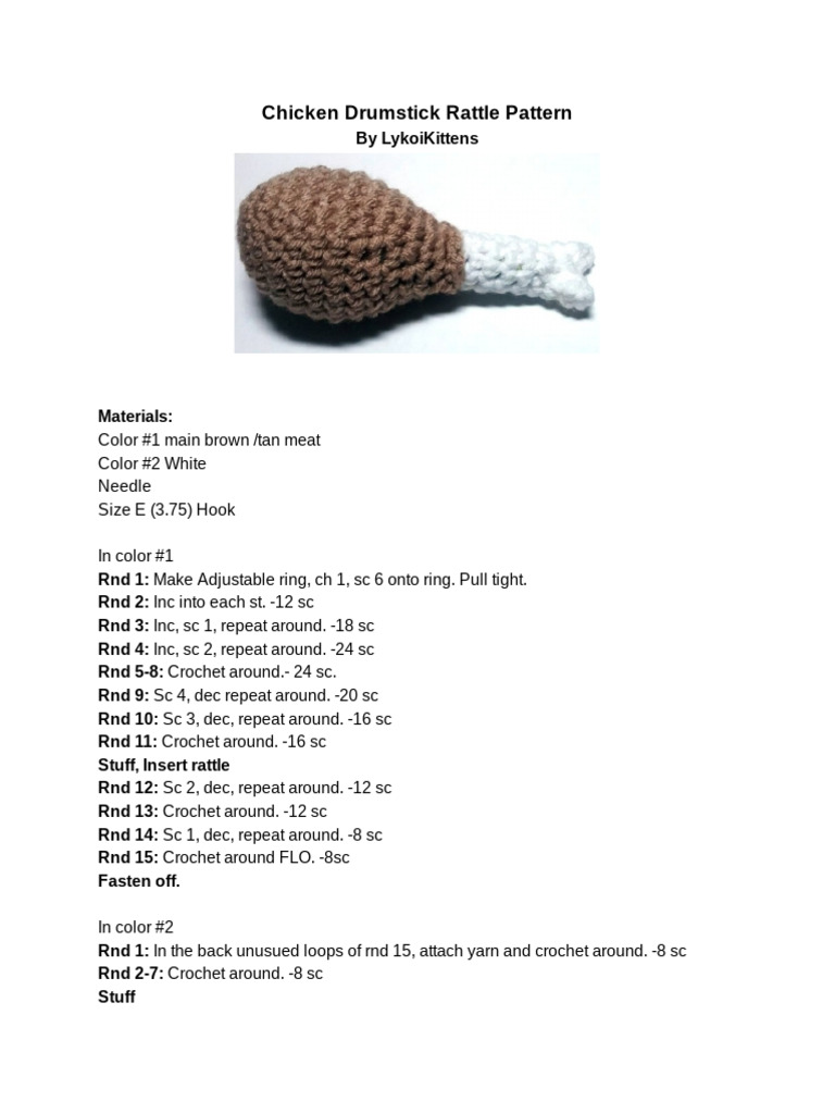 Crochet Drumstick Rattle Pattern | PDF