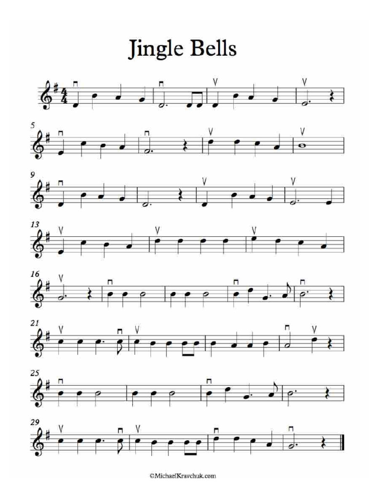 Jingle Bells in G For Beginner | PDF