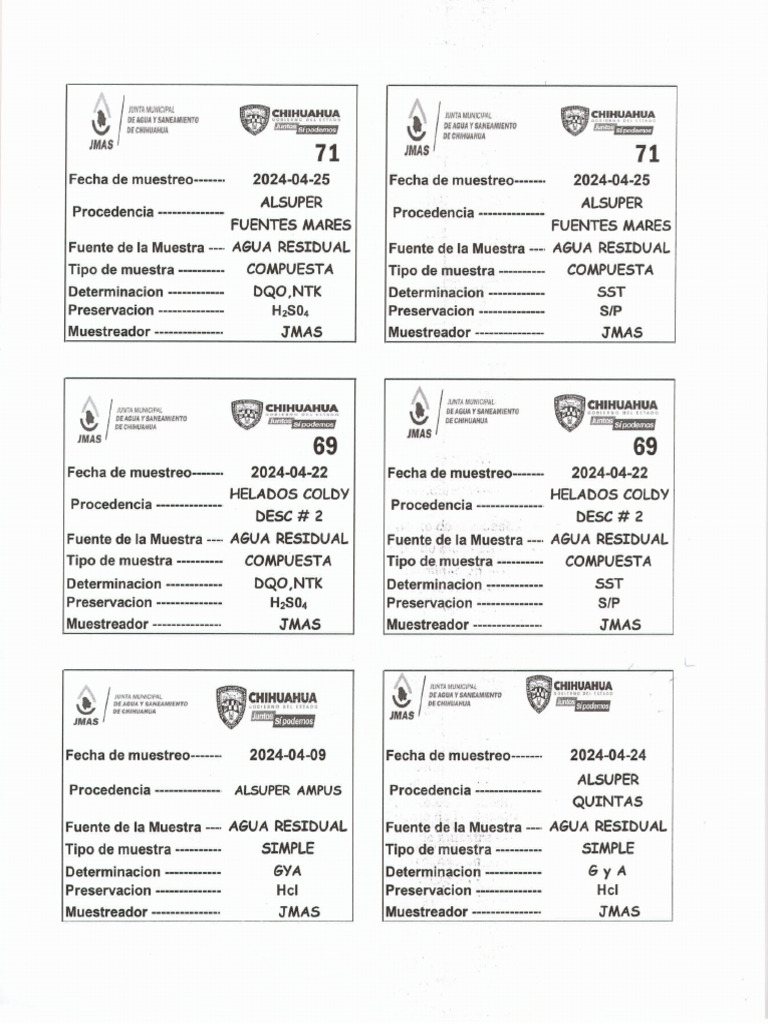 Etiquetas Muestras | PDF