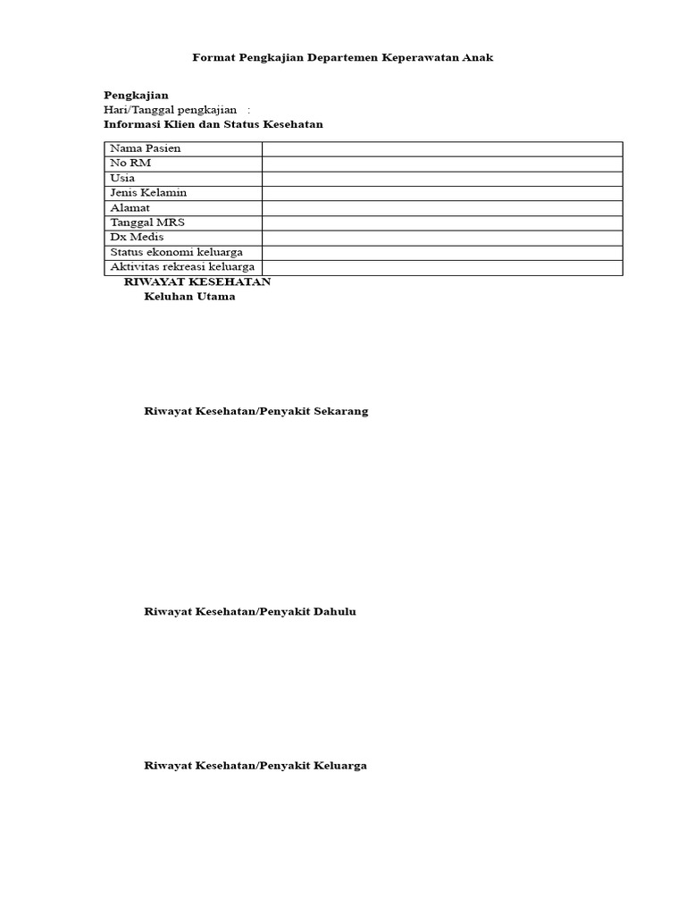 Format Askep Keperawatan Anak | PDF