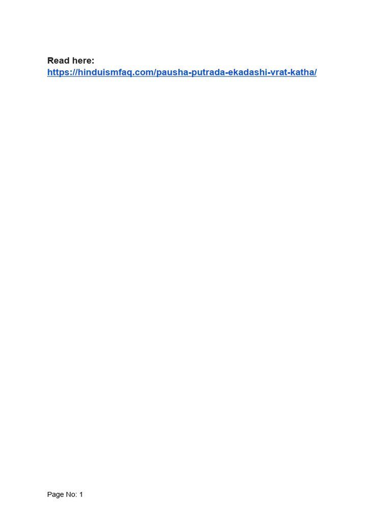 Pausha Putrada Ekadashi Vrat Katha | PDF