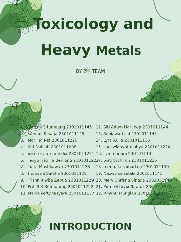 Toxicology of Heavy Metals Explained | PDF | Ethylenediaminetetraacetic ...