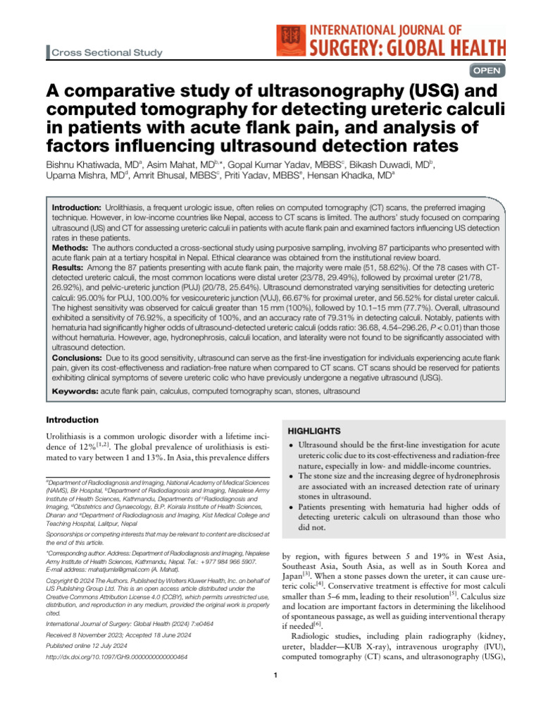 A Comparative Study of Ultrasonography Usg And.8 | PDF | Ct Scan ...