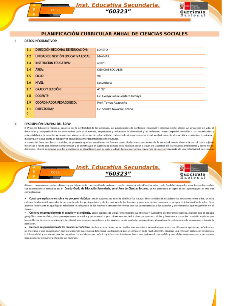 Prog. Anual - Ccss. 4° - 2025 | PDF | Escuelas | Sociedad