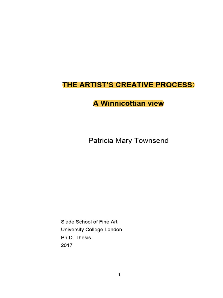 The Artist's Creative Process: A Winnicottian View | PDF ...