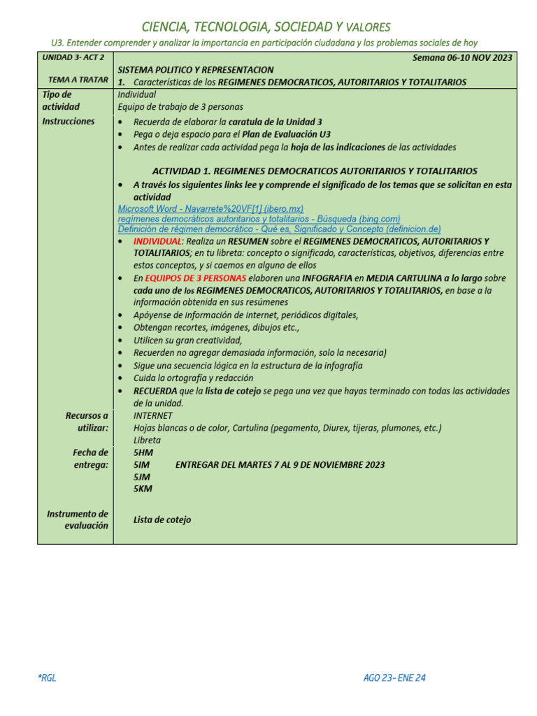Actvidades U3 - Act 2 | PDF | Autoritarismo