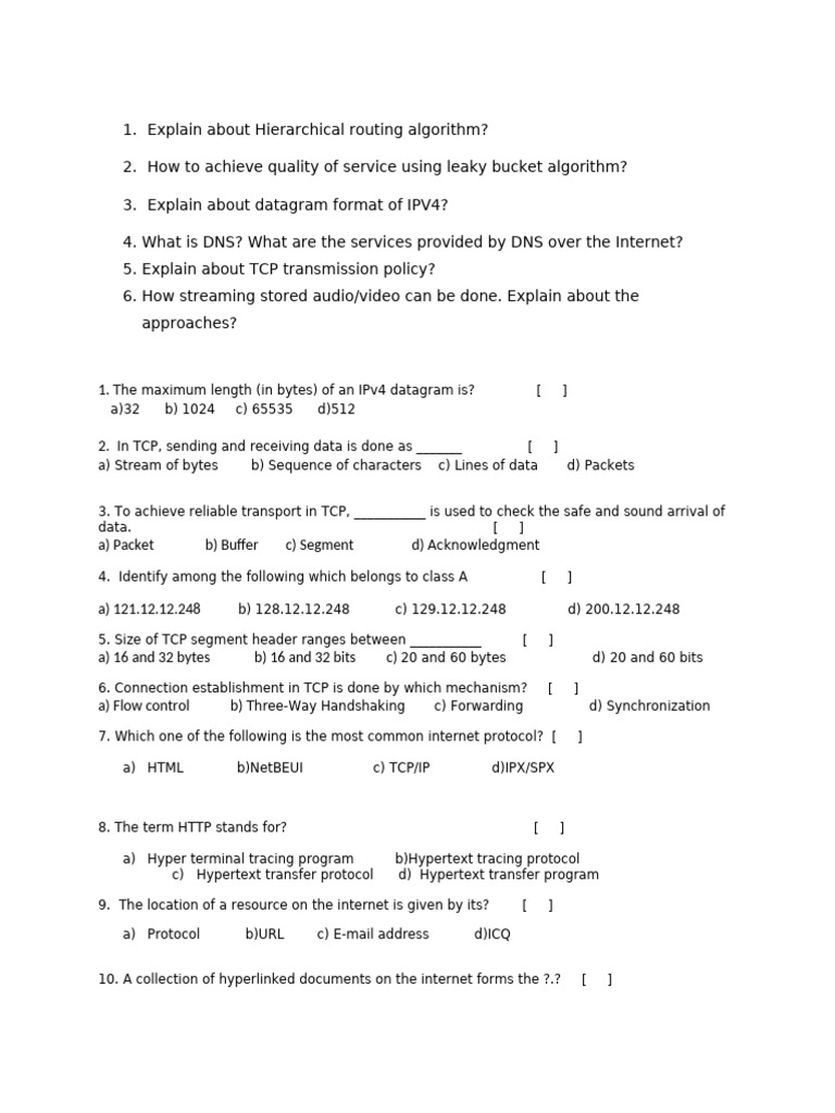 CN II mid 2024-25 2 | PDF | Transmission Control Protocol | Internet Protocols