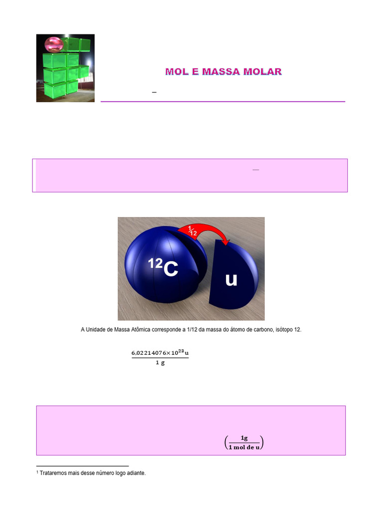 Mol e Massa Molar: Conceitos e Exercícios | PDF | Mol (unidade) | Moléculas