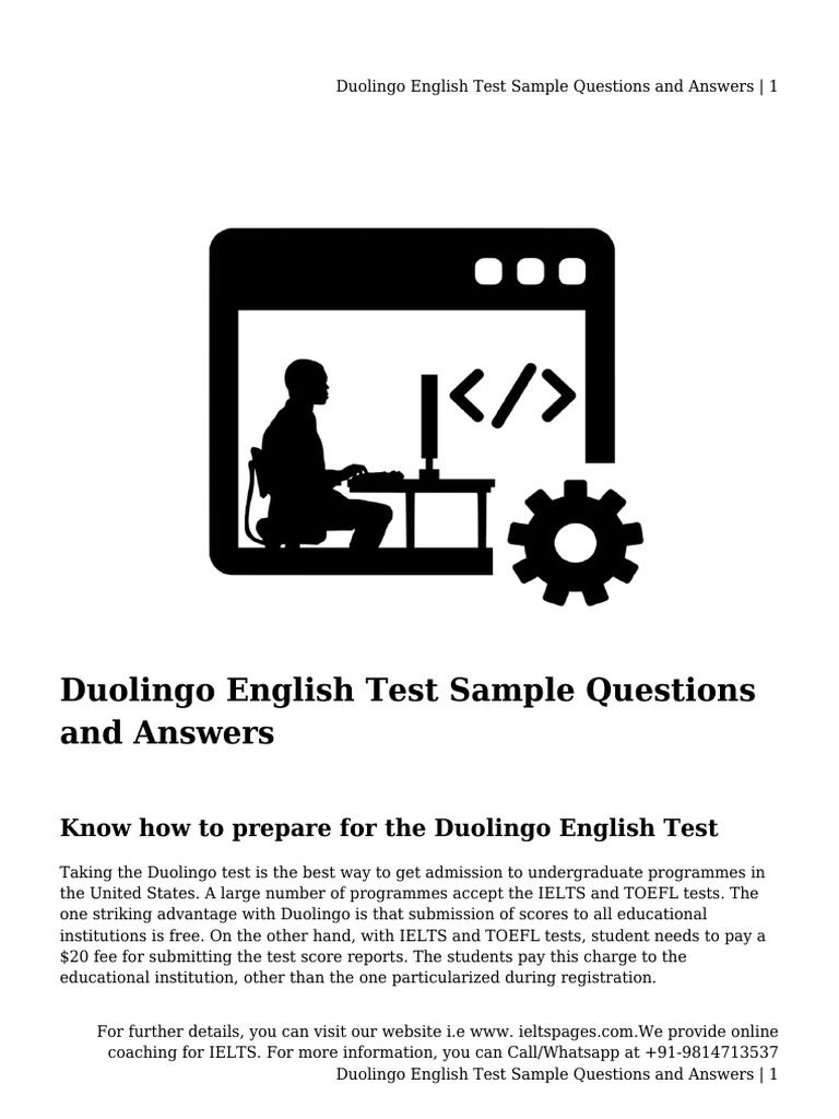 Duolingo English Test Sample Questions and Answers | PDF ...