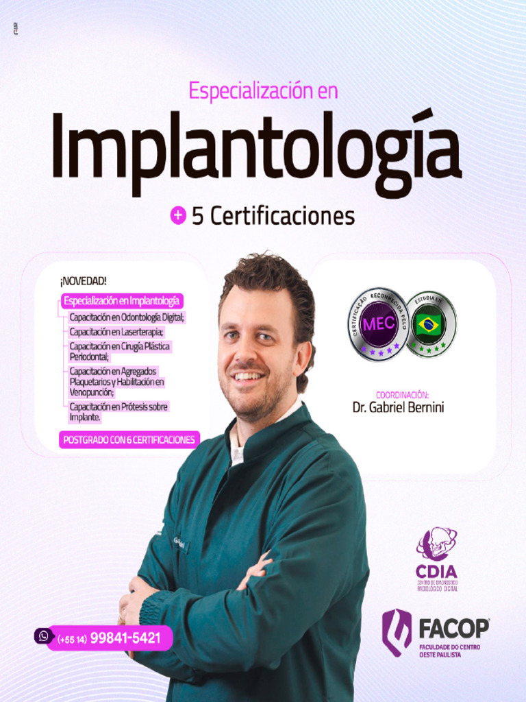 Facop y Cdia - Especializacion en Implantologia T18 | PDF