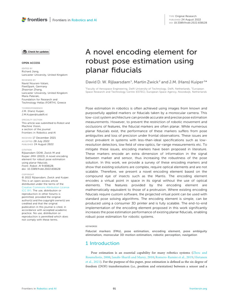 A Novel Encoding Element For Robust Pose Estimation Using Planar Fiducials Pdf Image