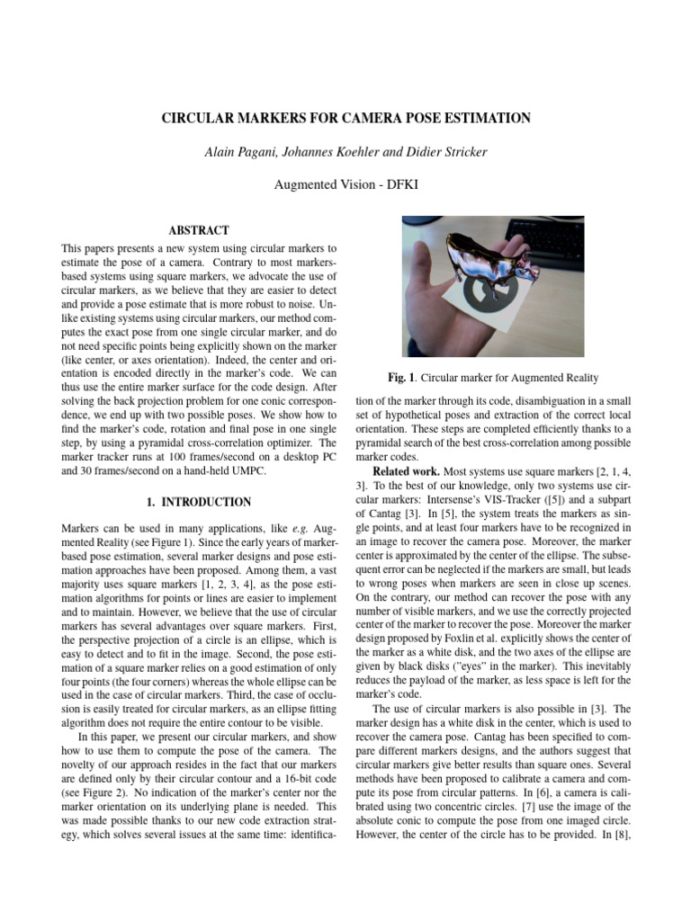 Circular Markers For Camera Pose Estimation | PDF | Geometry ...