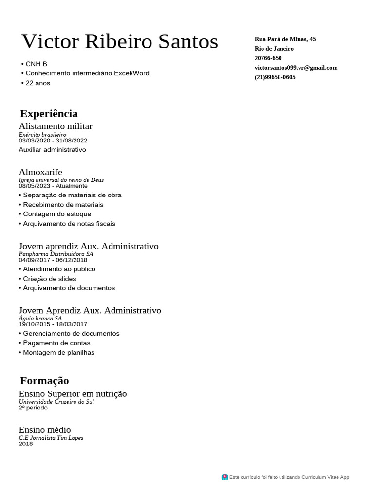 Currículo Victor 2024 | PDF