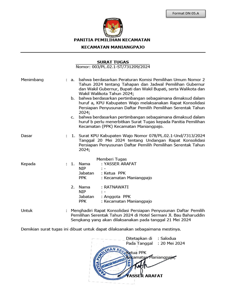 003 Surat Tugas PPK 2 Orang | PDF