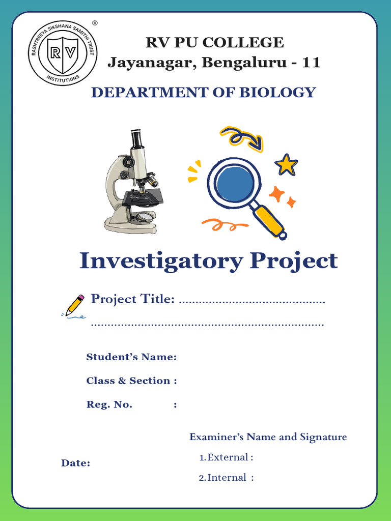 Investigatory Project Coverpage Biology - 20241029 - 140118 - 0000 | PDF