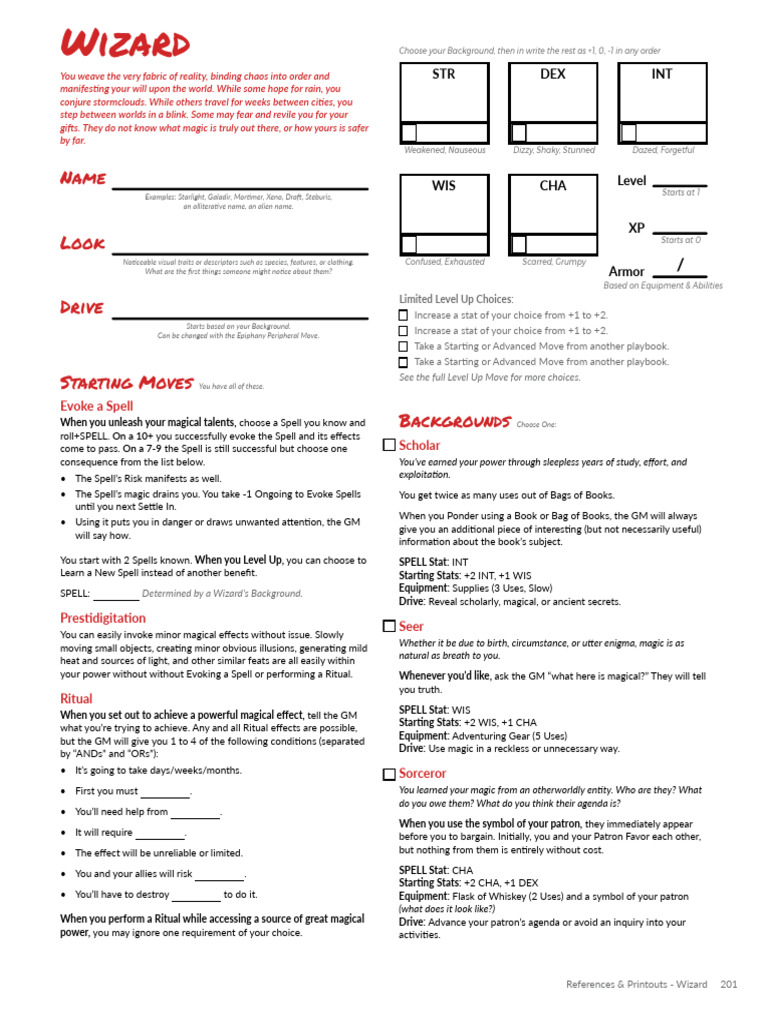 Chasing Adventure 1.6-Wizard character sheet | PDF | Illusion