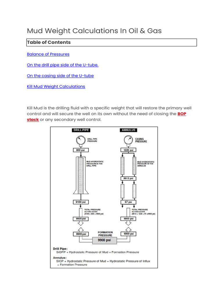 Kill Mud Weight Calculation | PDF | Continuum Mechanics | Applied And Interdisciplinary Physics