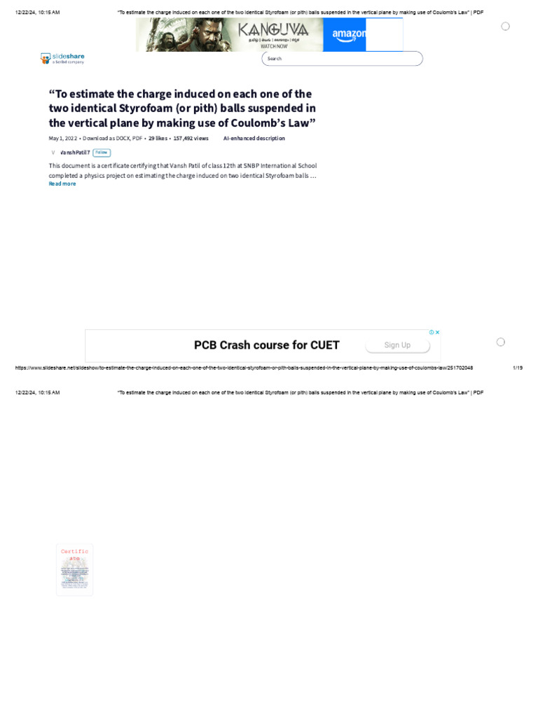 “To estimate the charge induced on each one of the two identical ...