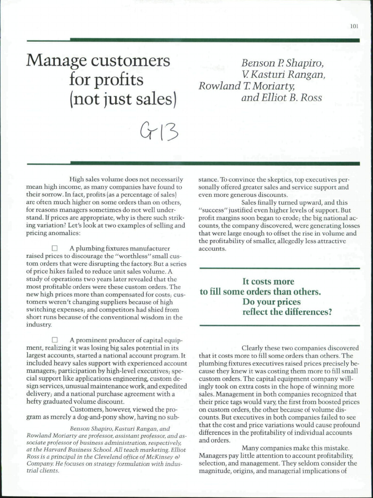 Manage Customer For Profits (Not Just Sale) | PDF | Prices | Sales