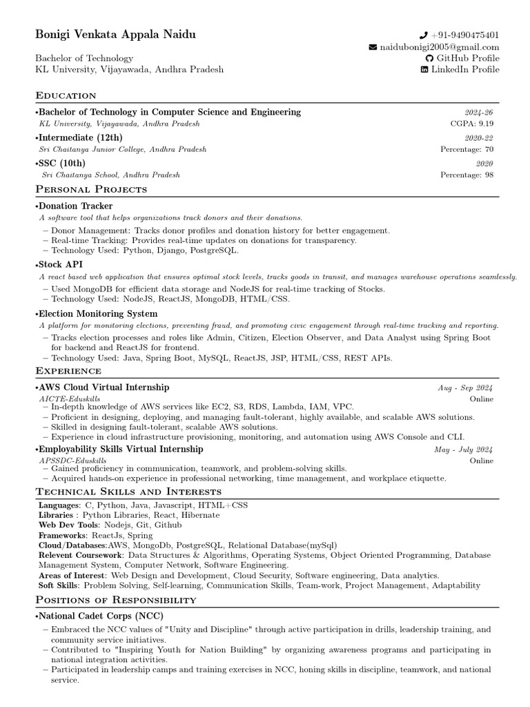 70 ATS Rating Resume Template 1 | PDF | Amazon Web Services | Cloud ...