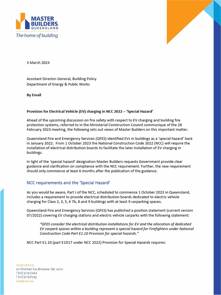 Letter-EPW-EV-Provision-in-NCC-Mar-23 | PDF | Battery Charger | Fires