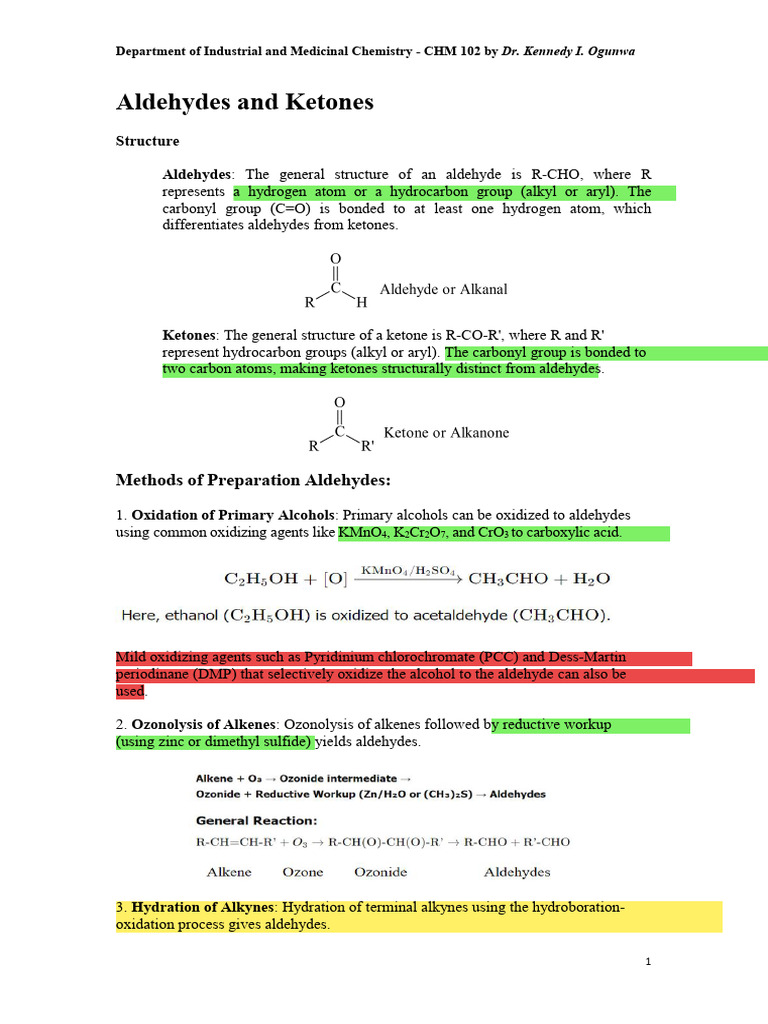 Aldehydes and Ketones | PDF | Aldehyde | Ketone