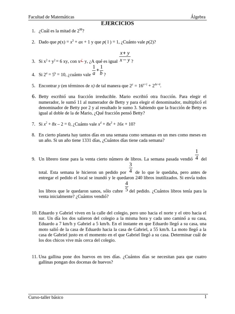Problemas de Algebra | PDF