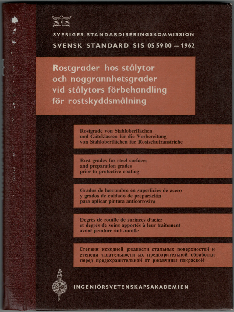 SIS 05 59 00 - 1962 - Rust Grades For Steel Surfaces and Preparation ...