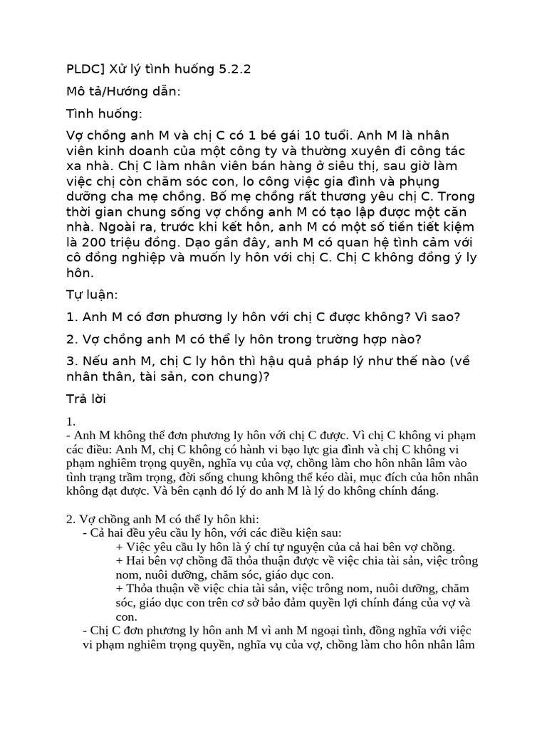 (PLDC) Tình huống 5.2.2 | PDF