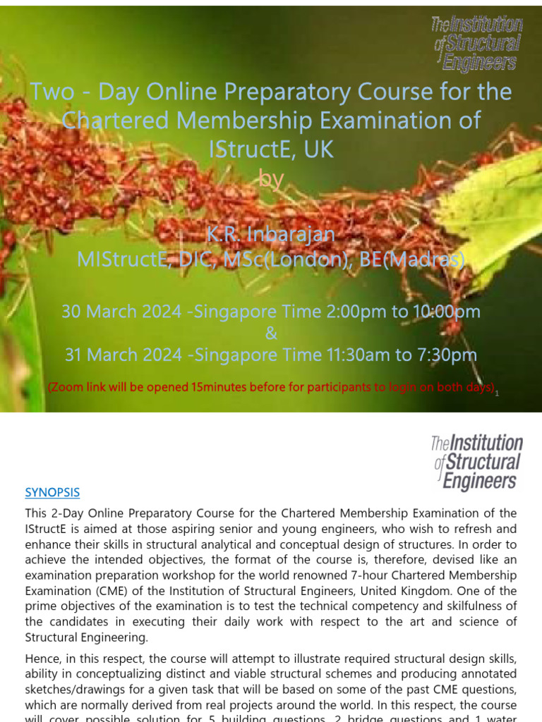 Flyer For 2-Day IStructE CME Preparation Course - B | PDF | Civil ...