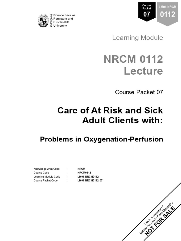 NRCM0112 - Module - Lecture - Oxygen Perfusion | PDF | Hypertension ...