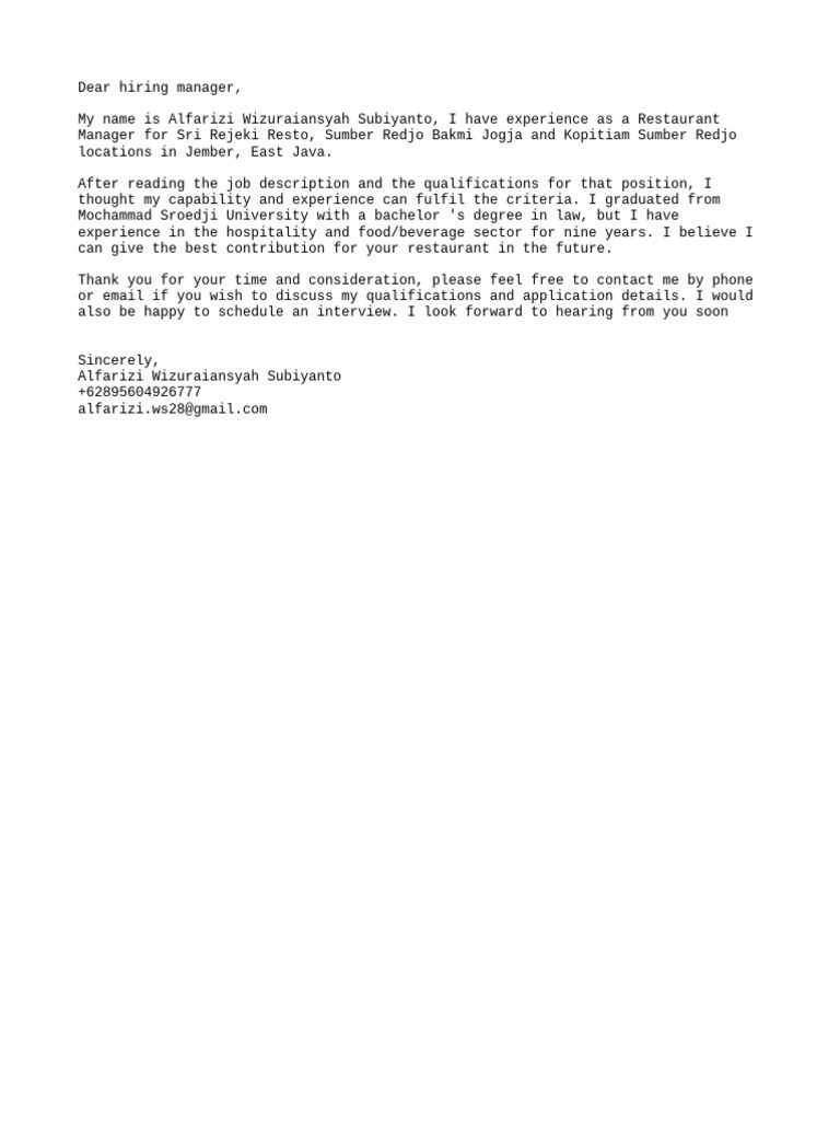 Cover Letter | PDF