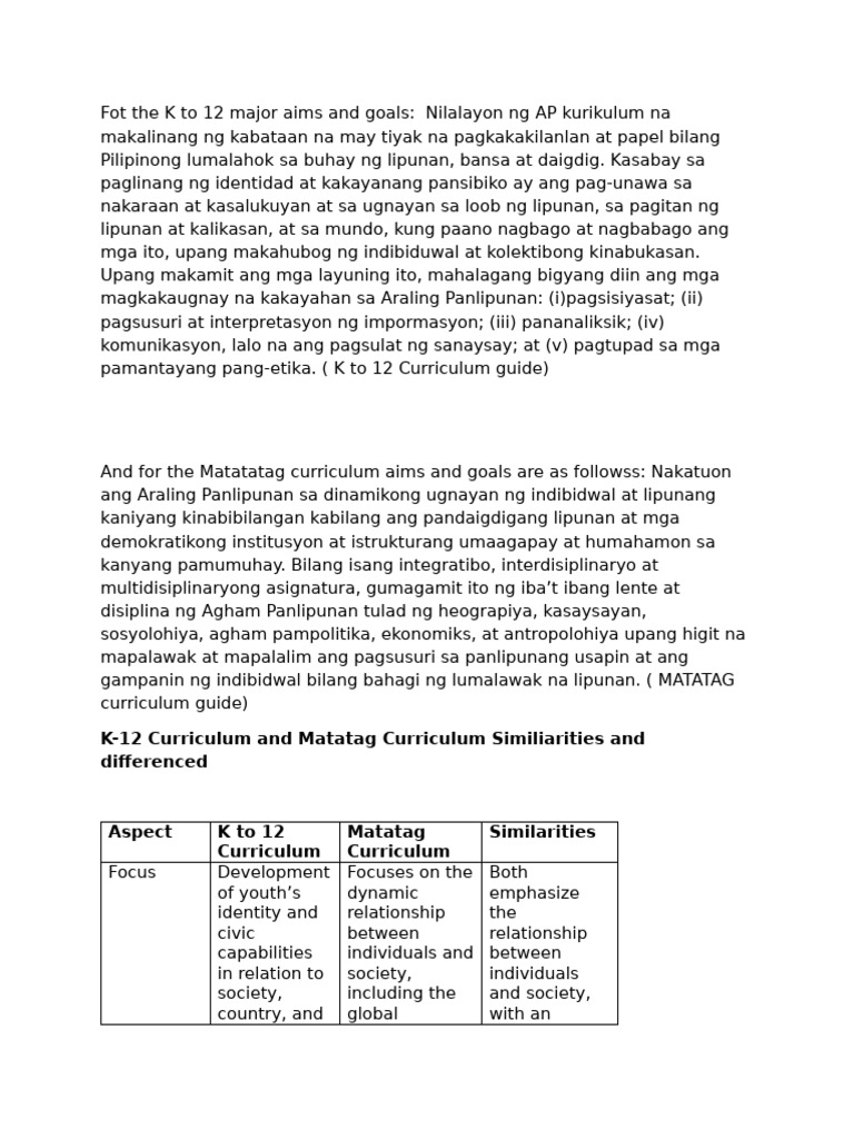 main aims and goals | PDF | Liberal Arts Education | Cognition