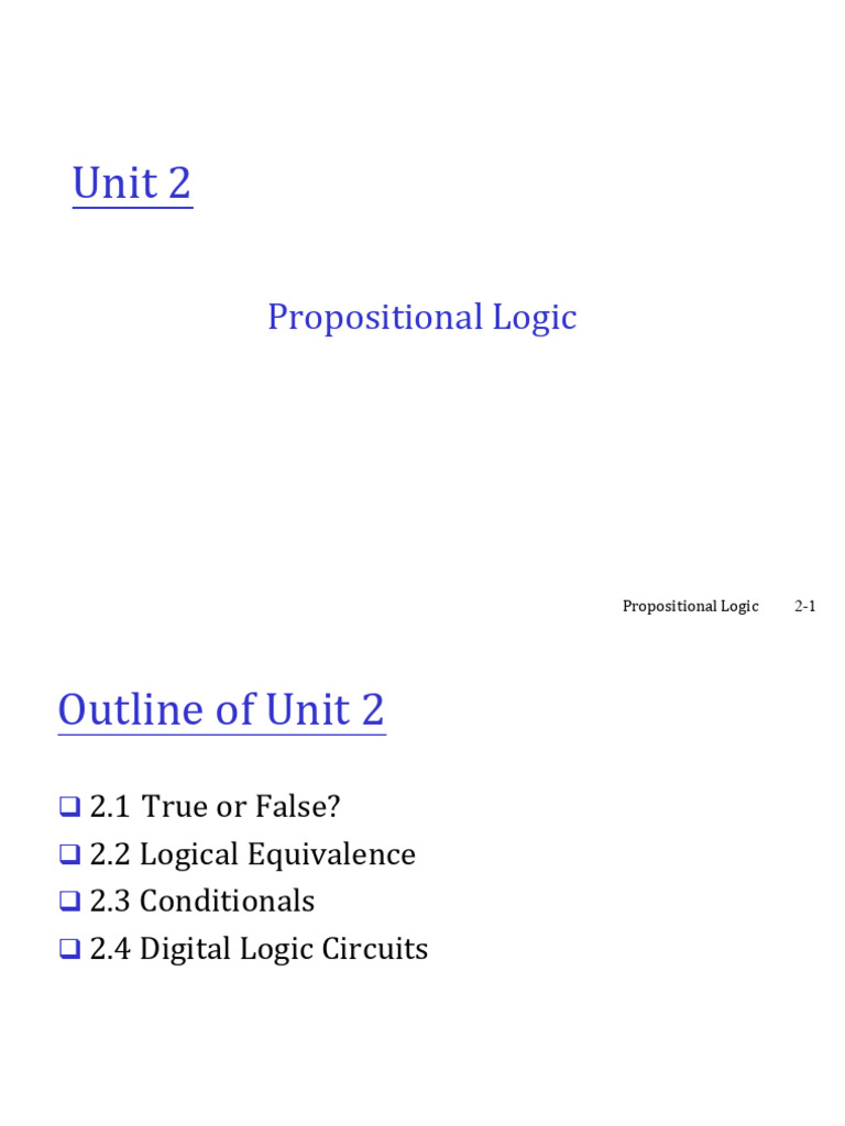 Unit2_Propositional_Logic | PDF | Logic Gate | Logic