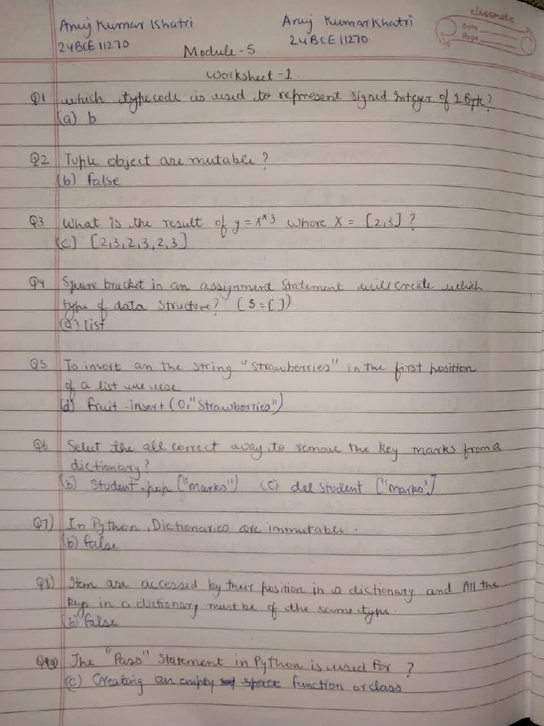 Module-5 Worksheet VITyarthi | PDF
