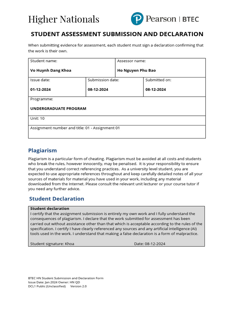 Declaration Form 01 | PDF