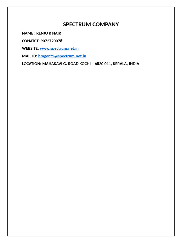 Spectrum Company | PDF