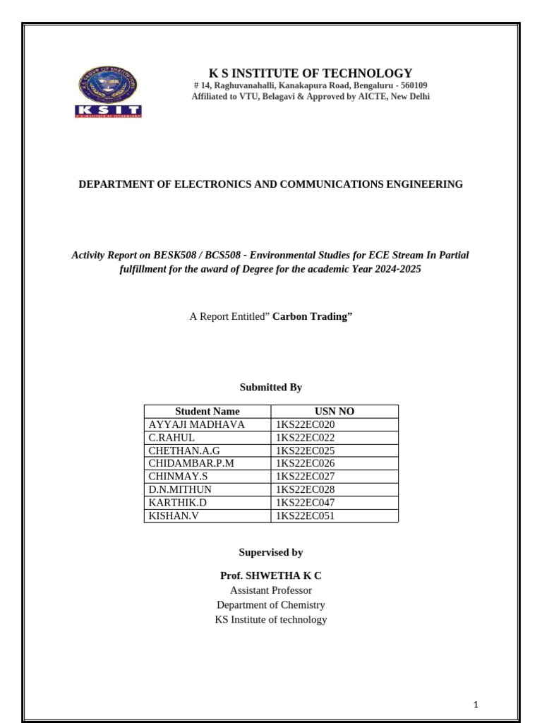 EVS REPORT-1 | PDF | Climate Change Mitigation | Emissions Trading