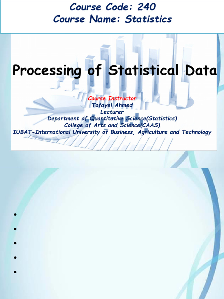 3.Processing of Statistical Data | PDF | Probability Distribution | Statistics