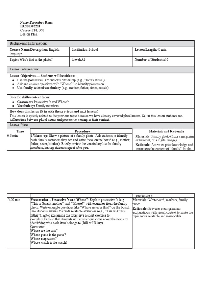 Lesson plan | PDF | Behavior Modification | Cognition