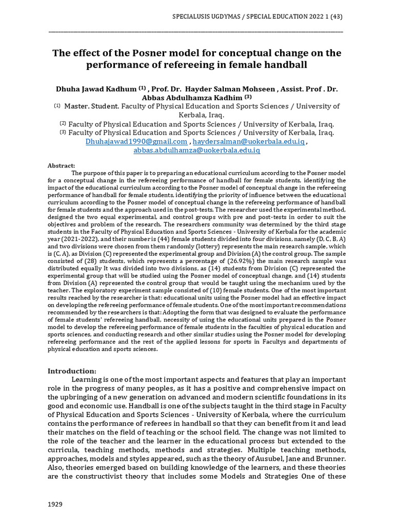 Posner's Model of Conceptual Change 4 | PDF | Mean | Learning