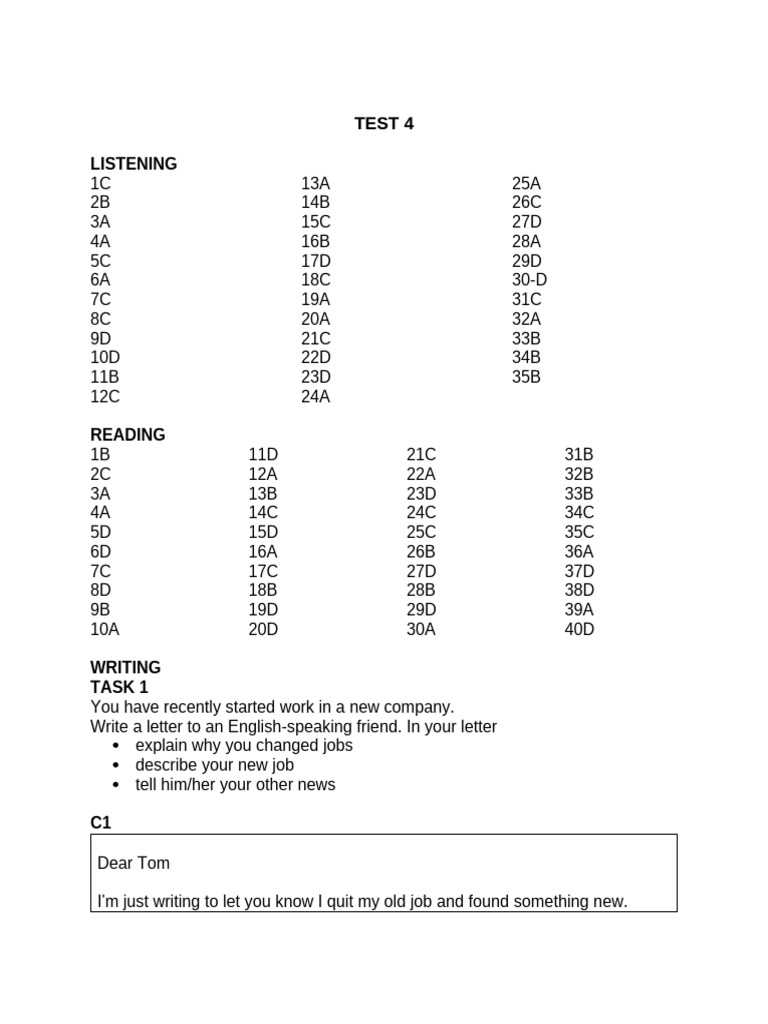 Listening, Reading, Writing Test Answers | PDF | Taxes | Transport