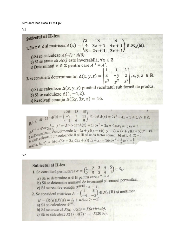 Xsimulare Bac Clasa 11 m1 p2 | PDF