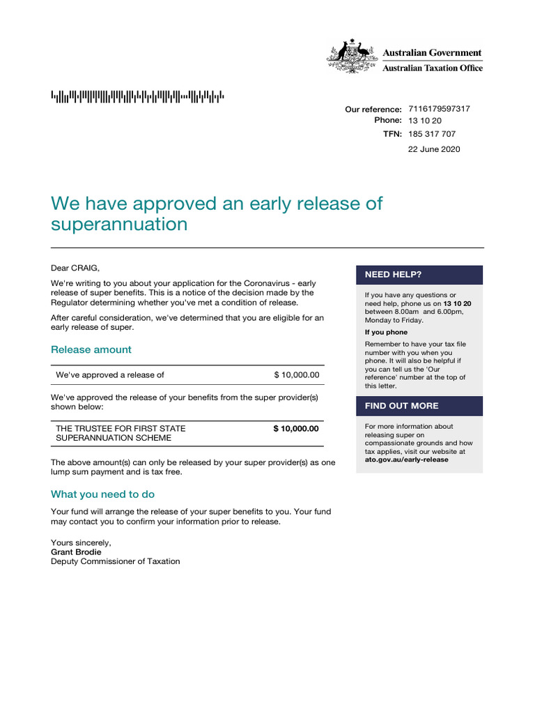 Approved Early Release of Superannuation | PDF | Public Finance | Payments