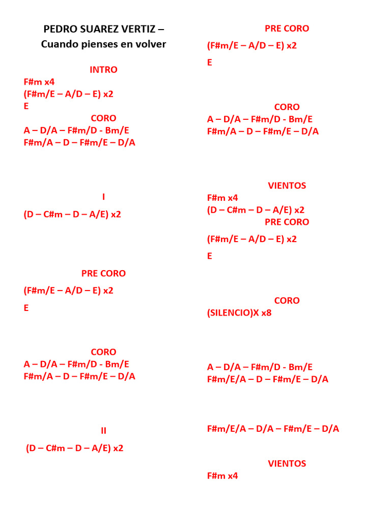 PEDRO SUAREZ - Cuando Pienses en Volver-1 | PDF